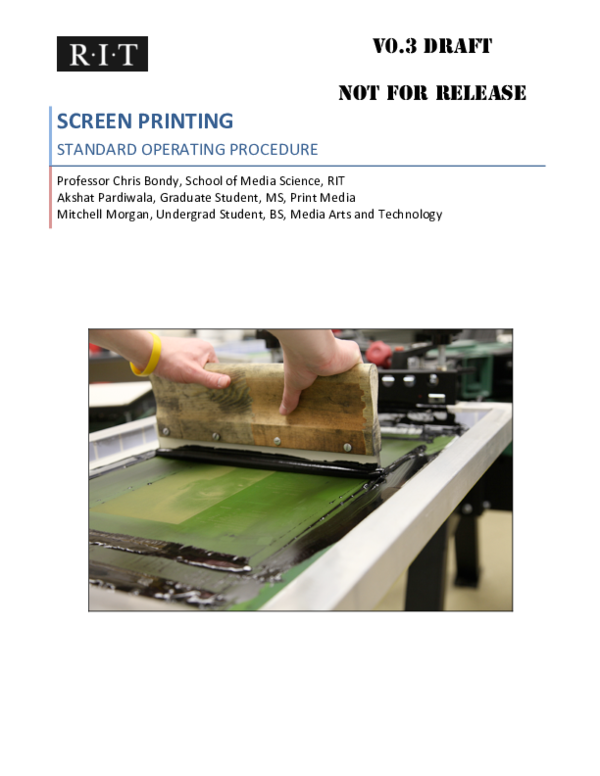 (PDF) SCREEN PRINTING STANDARD OPERATING PROCEDURE