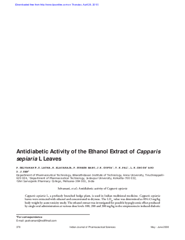 Pdf Indian Journal Of Pharmaceutical Sciences