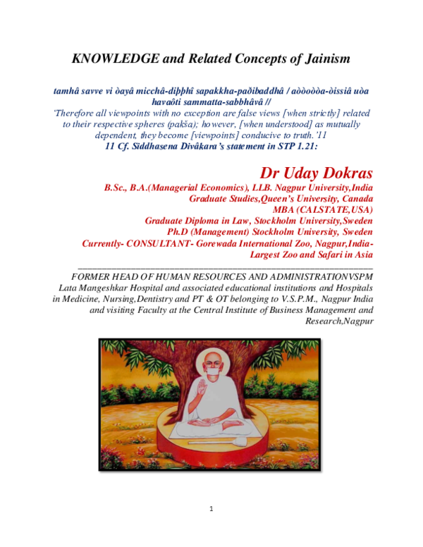 (PDF) KNOWLEDGE and Related Concepts of Jainism