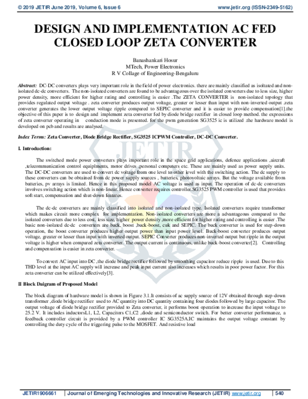 (PDF) DESIGN AND IMPLEMENTATION AC FED CLOSED LOOP ZETA CONVERTER