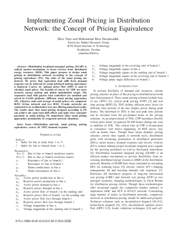 (PDF) Implementing Zonal Pricing in Distribution Network: the Concept ...