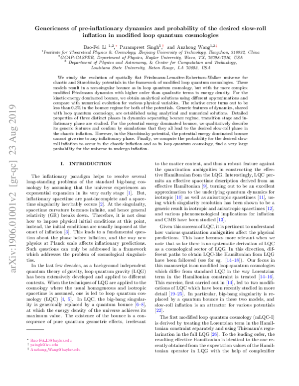 (PDF) Genericness of pre-inflationary dynamics and probability of the desired slow-roll ...
