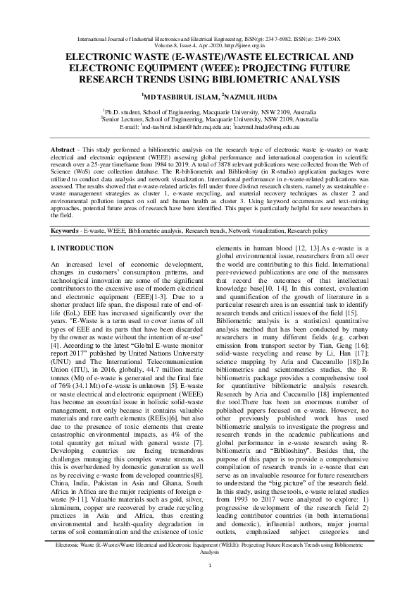(PDF) Electronic Waste (E-Waste)/Waste Electrical and Electronic ...