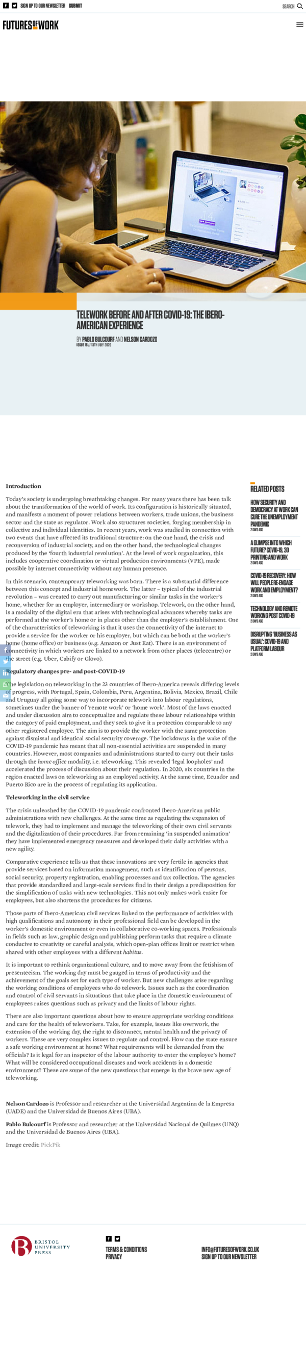 (PDF) Telework before and after COVID-19. The Ibero-american experience