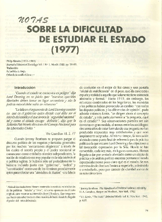 (PDF) Notas Sobre la dificultad de estudiar el estado (1977), por ...