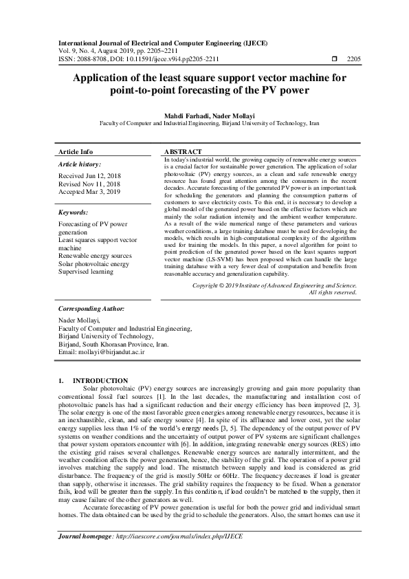 Pdf Application Of The Least Square Support Vector Machine For Point
