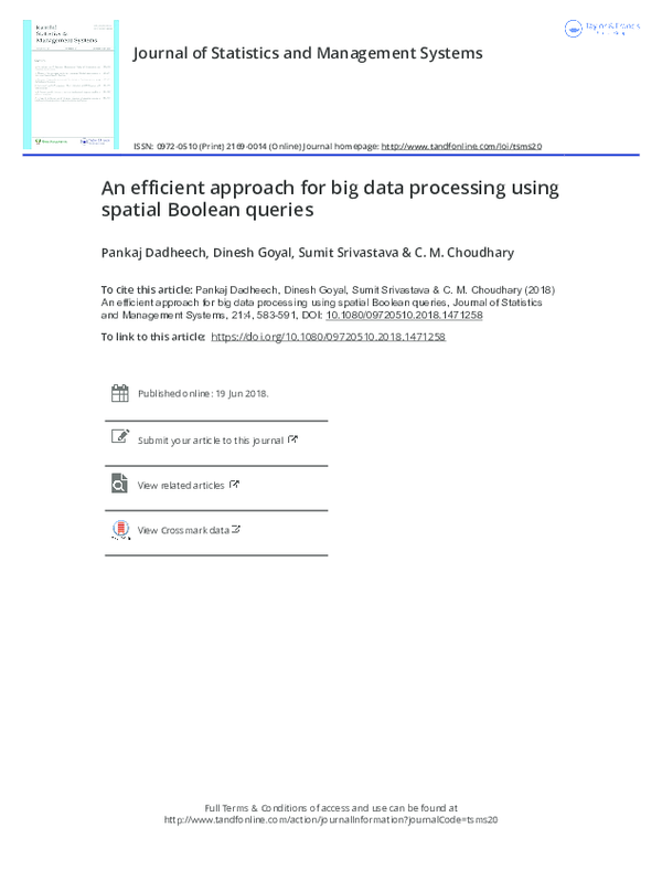 Pdf An Efficient Approach For Big Data Processing Using Spatial Boolean Queries