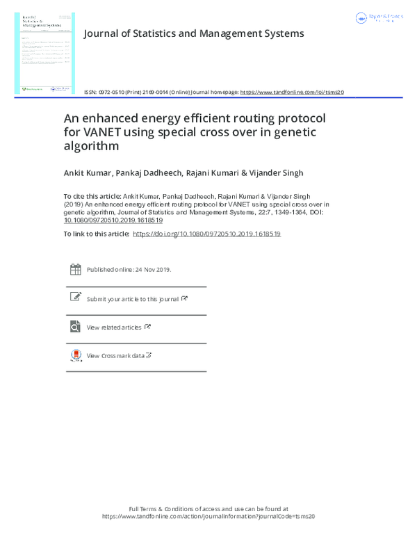 Pdf An Enhanced Energy Efficient Routing Protocol For Vanet Using