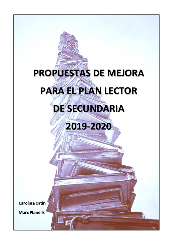 (PDF) PROPUESTAS DE MEJORA PARA EL PLAN LECTOR DE SECUNDARIA 2019-2020