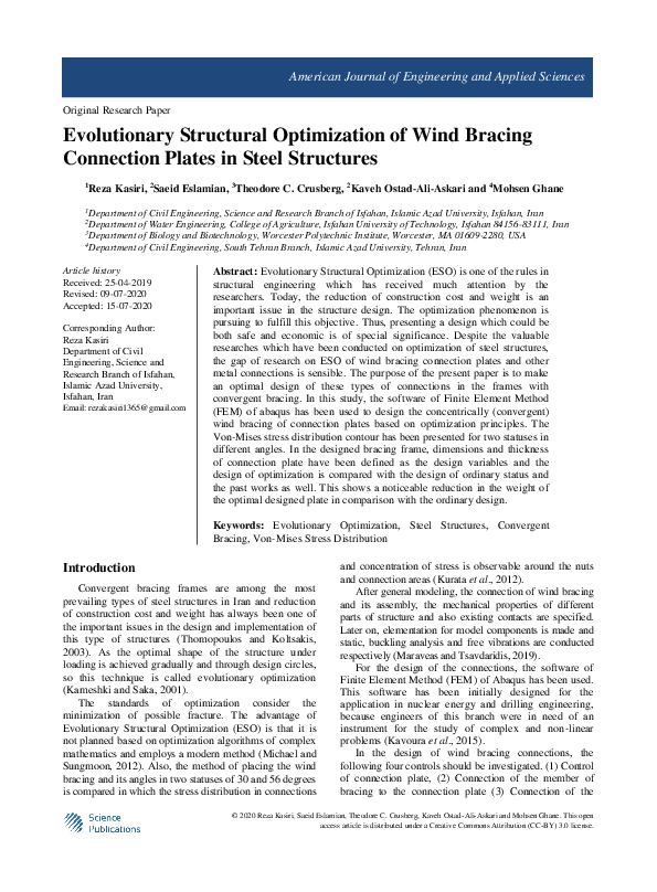 (PDF) Evolutionary Structural Optimization of Wind Bracing Connection ...