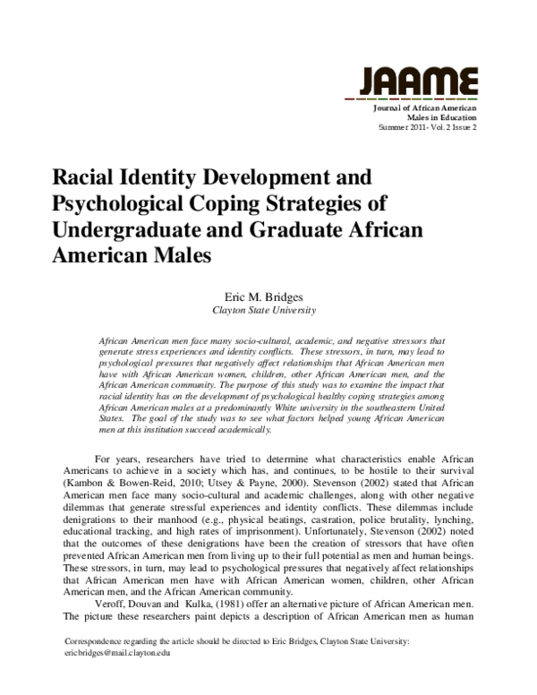 (PDF) Racial Identity Development and Psychological Coping Strategies ... (PDF) Racial Identity Development and Psychological Coping Strategies ...