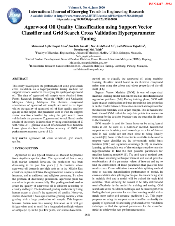 (PDF) Agarwood Oil Quality Classification using Support Vector ...