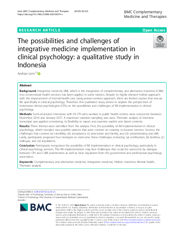(PDF) The possibilities and challenges of integrative medicine ...