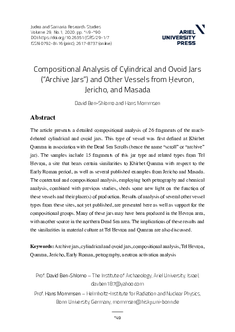 (PDF) Compositional Analysis of Cylindrical and Ovoid Jars ("Archive ...