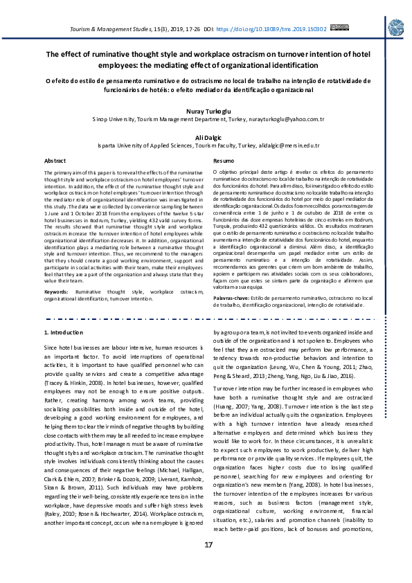 (PDF) The effect of ruminative thought style and workplace ostracism on ...