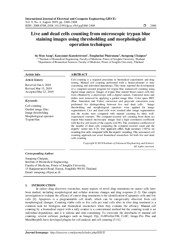 (PDF) Live and dead cells counting from microscopic trypan blue ...