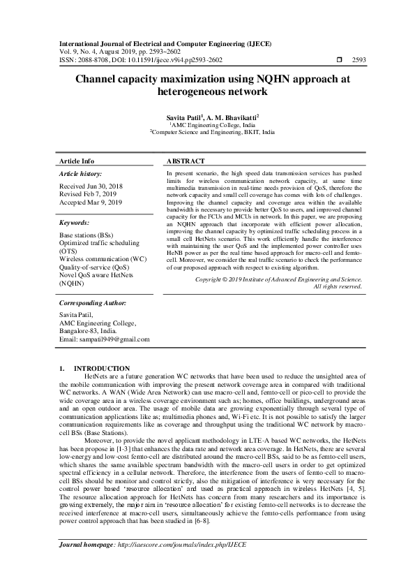(PDF) Channel capacity maximization using NQHN approach at heterogeneous network | International ...