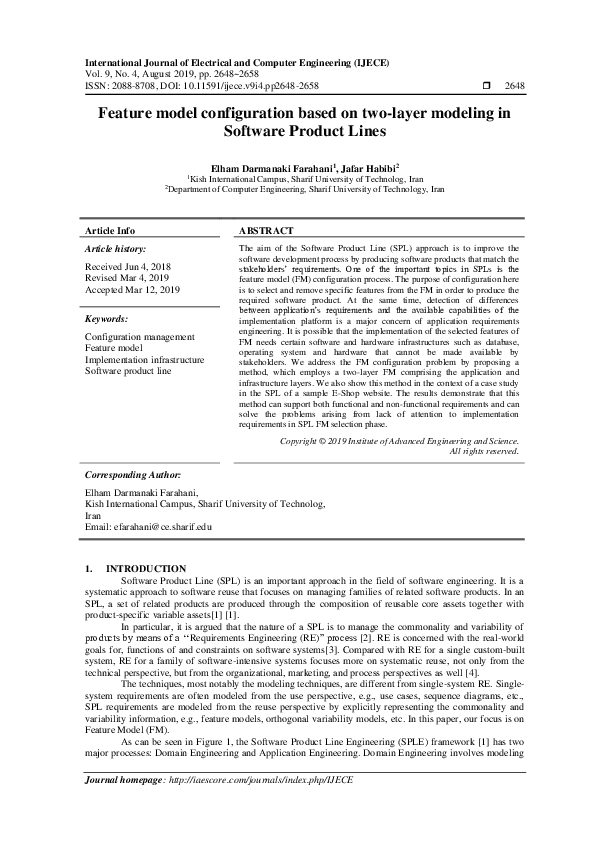 Pdf Feature Model Configuration Based On Two Layer Modeling In