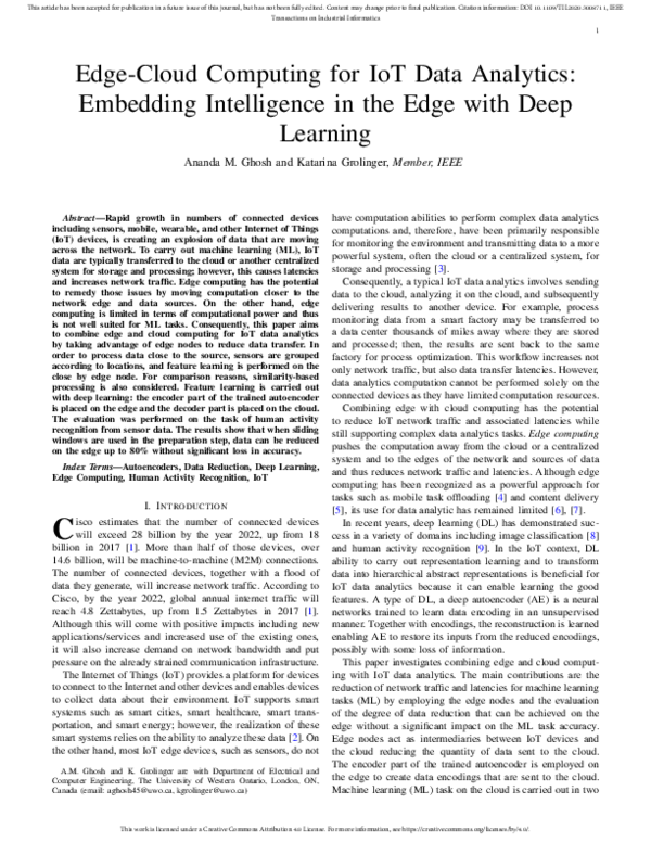 Pdf Edge Cloud Computing For Iot Data Analytics Embedding