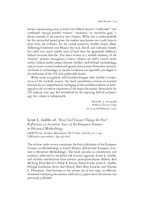 (PDF) Review of Lester L. Grabbe, Even God Cannot Change the Past