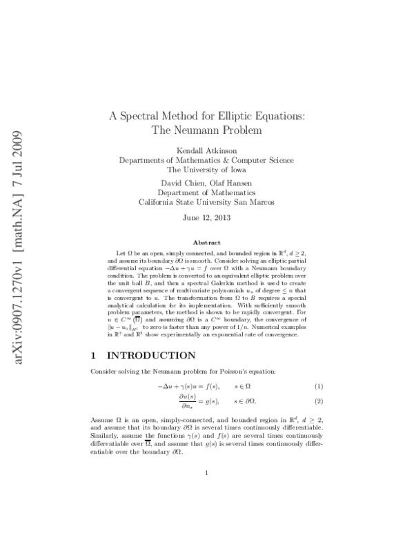 (PDF) A spectral method for elliptic equations: the Dirichlet problem