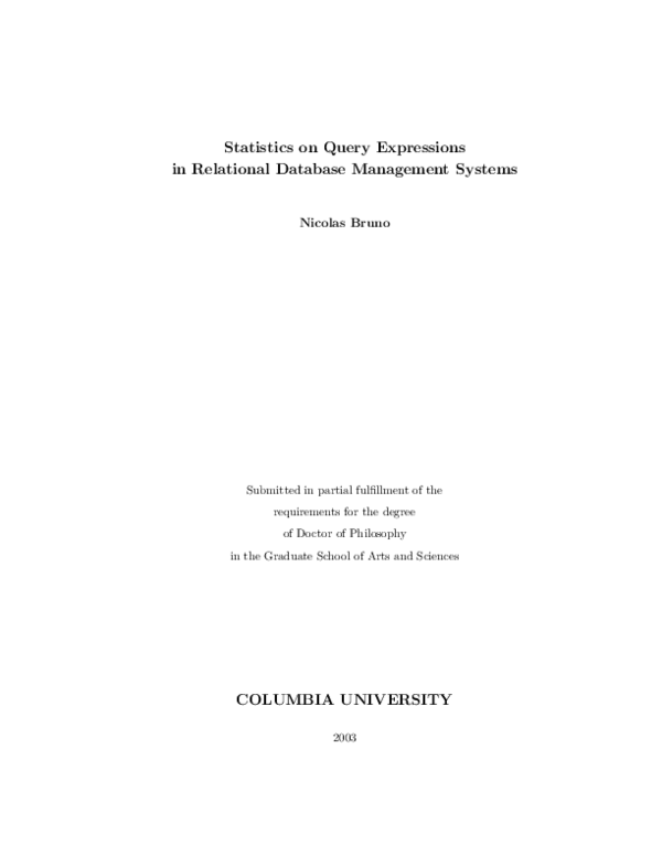 (PDF) Statistics on Query Expressions in Relational Database Management Systems