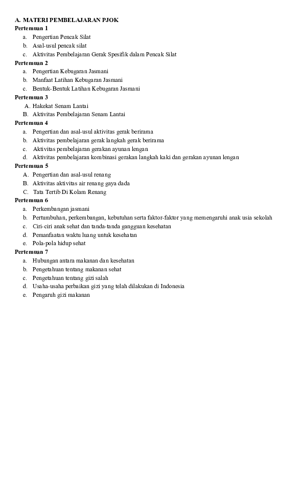 (DOC) CONTOH RPP PJOK SATU LEMBAR