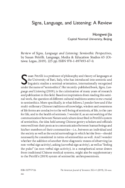 (PDF) Signs, Language, and Listening: A Review