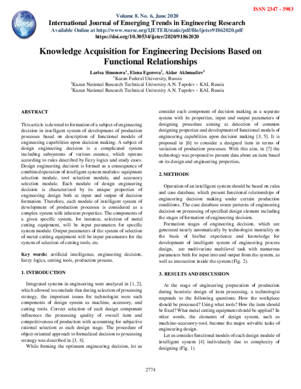 Pdf Knowledge Acquisition For Engineering Decisions Based On