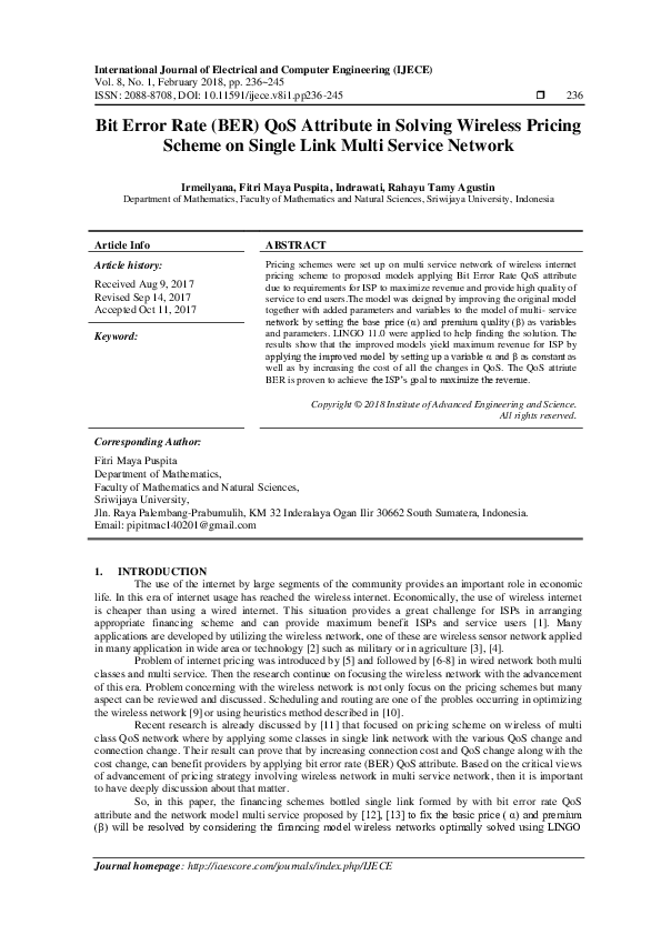 (PDF) Bit Error Rate (BER) QoS Attribute in Solving Wireless Pricing Scheme on Single Link Multi ...