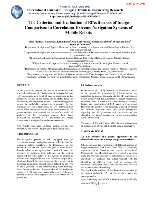 Pdf The Criterion And Evaluation Of Effectiveness Of Image Comparison In Correlation Extreme
