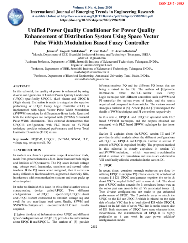 (PDF) Unified Power Quality Conditioner for Power Quality Enhancement of Distribution System ...
