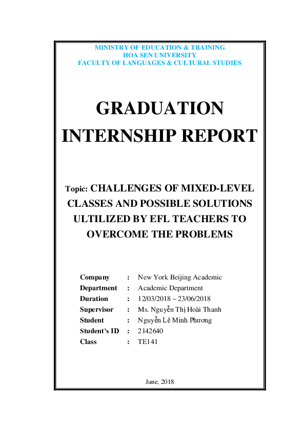 (PDF) GRADUATION INTERNSHIP REPORT Topic: CHALLENGES OF MIXED-LEVEL ...