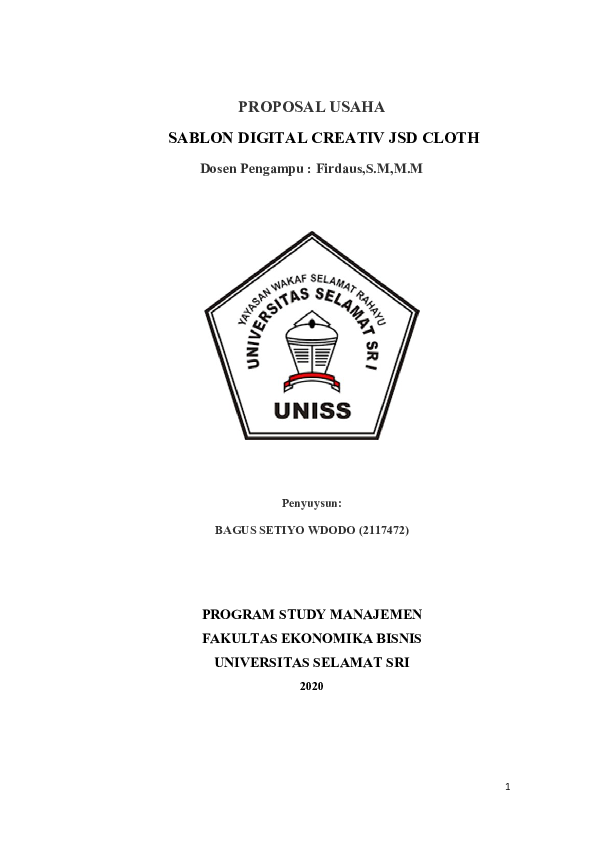 (DOC) PROPOSAL USAHA SABLON DIGITAL CREATIV JSD CLOTH