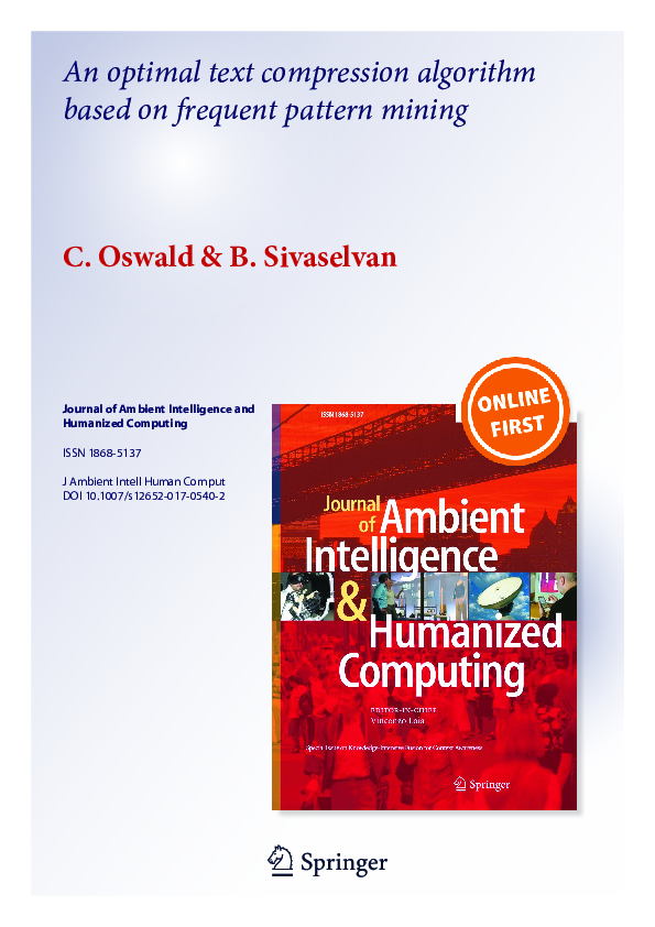 Pdf An Optimal Text Compression Algorithm Based On Frequent Pattern 0533