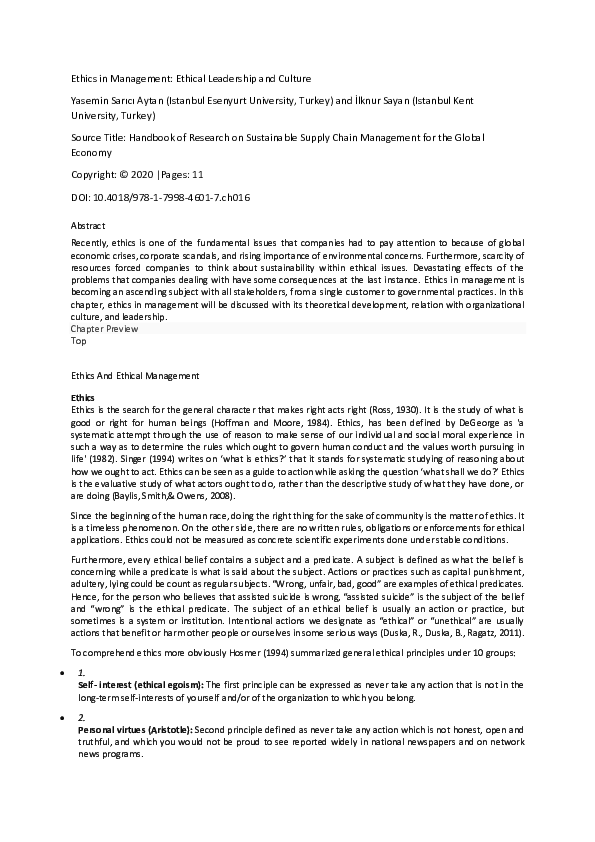 (PDF) Ethics in Management: Ethical Leadership and Culture Source Title ...