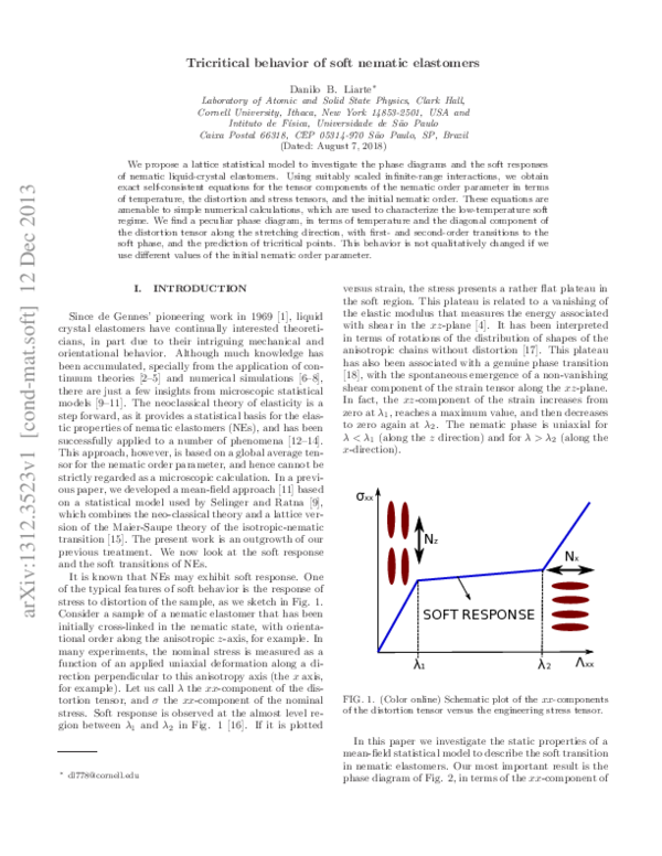 (PDF) Tricritical behavior of soft nematic elastomers