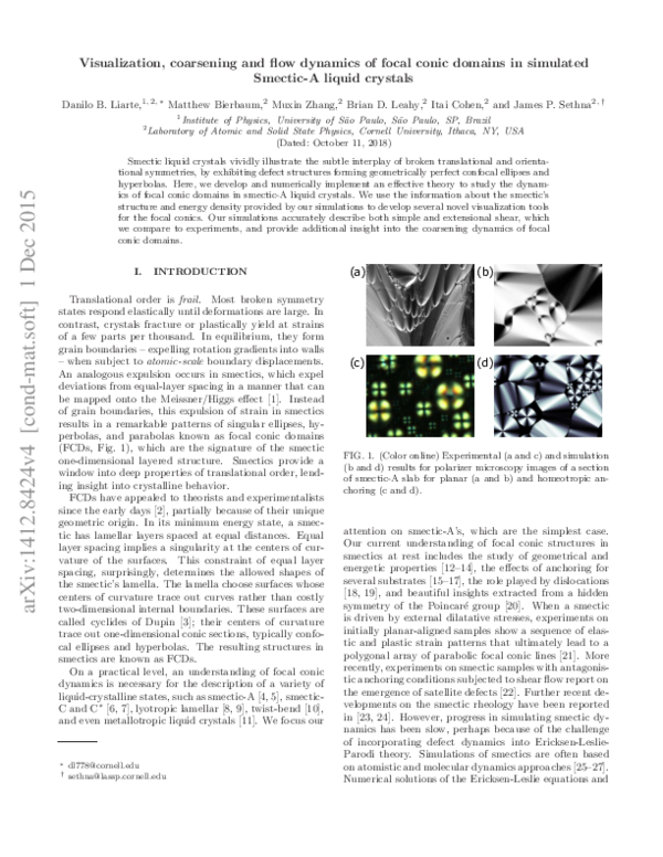 (PDF) Visualization, coarsening, and flow dynamics of focal conic ...