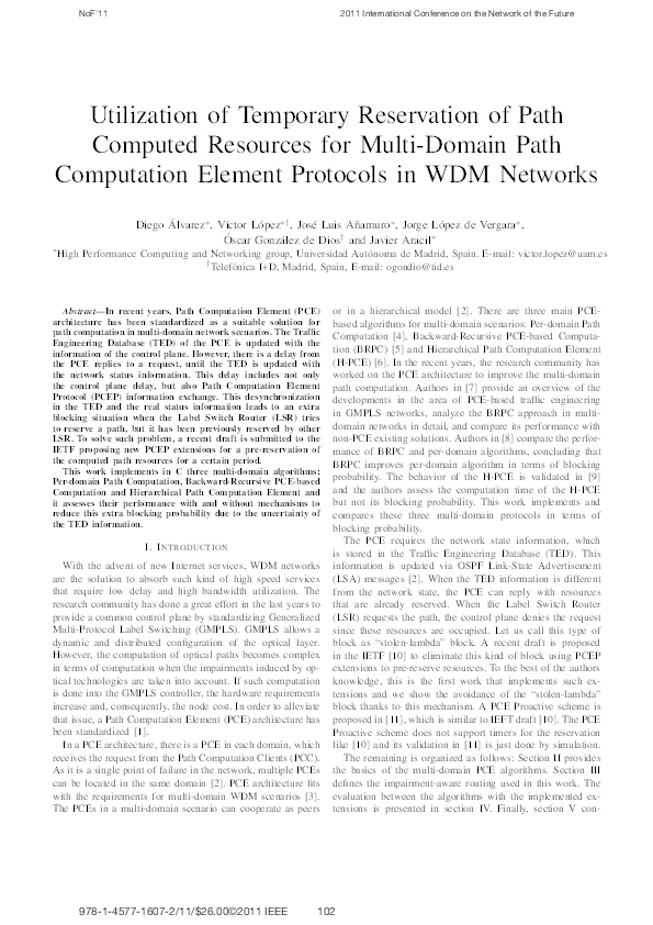 (PDF) Utilization of temporary reservation of path computed resources for multi-domain path ...