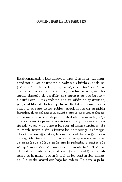 (PDF) Julio Cortázar Continuidad de los Parques