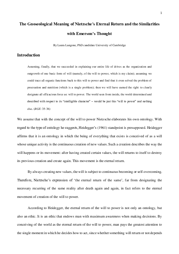 (PDF) The Gnoseological Meaning of Nietzsche's Eternal Return and the ...
