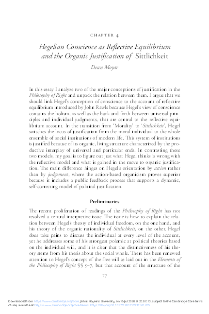 (PDF) Hegelian Conscience as Reflective Equilibrium and the Organic ...