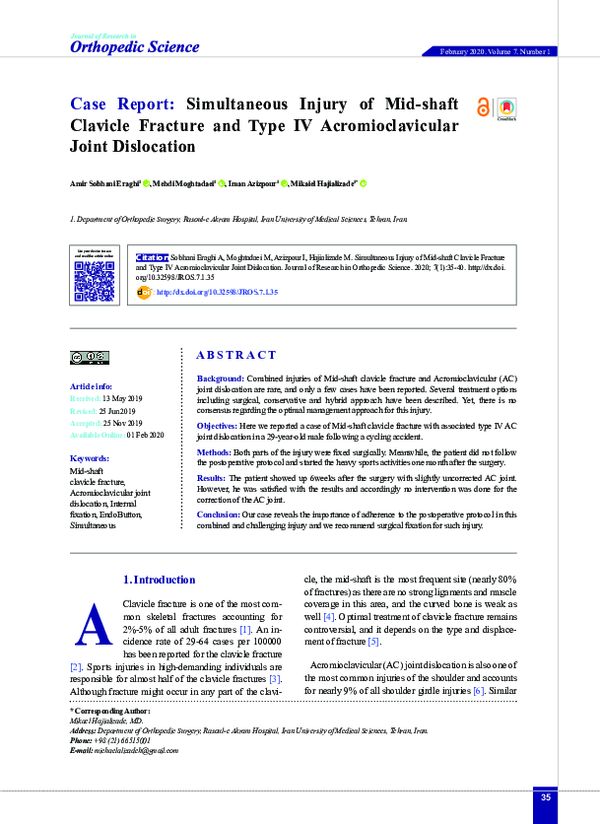 (PDF) Case Report: Simultaneous Injury of Mid-shaft Clavicle Fracture ...