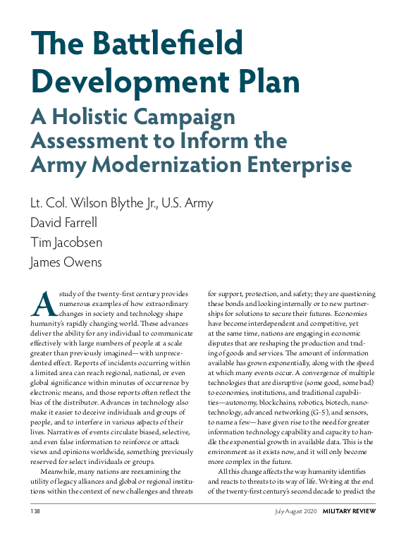 (PDF) The Battlefield Development Plan A Holistic Campaign Assessment ...