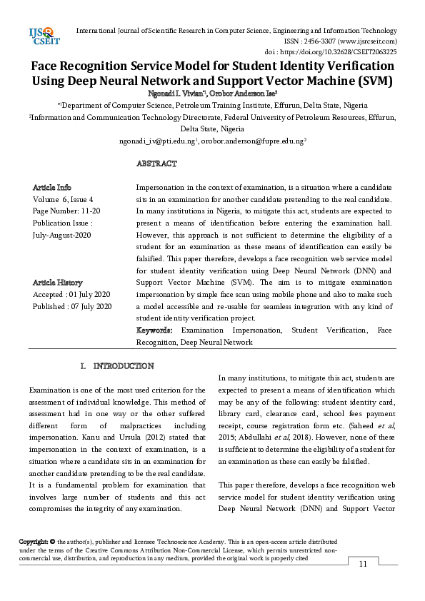 (PDF) Face Recognition Service Model for Student Identity Verification Using Deep Neural Network ...