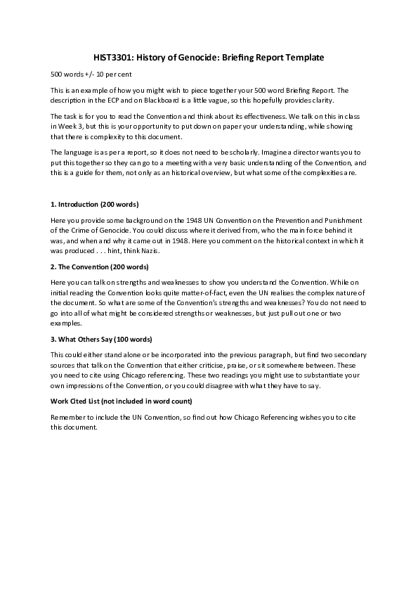 (DOC) HIST3301: History of Genocide: Briefing Report Template