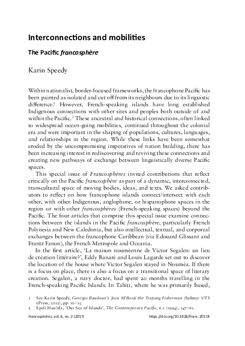 (PDF) Interconnections and mobilities: The Pacific francosphère