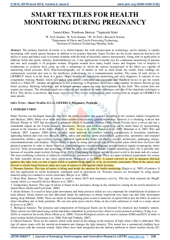 (PDF) Smart Textile for Health Monitoring during pregnency