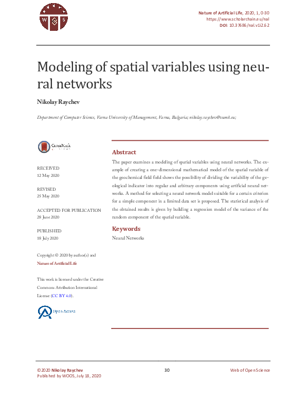 (PDF) Modeling of spatial variables using neural networks