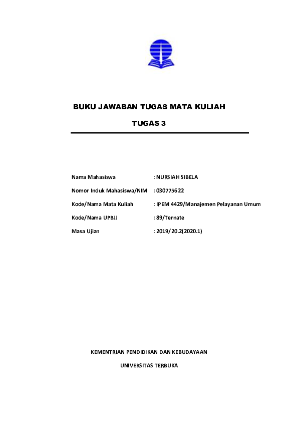 (PDF) BUKU JAWABAN TUGAS MATA KULIAH TUGAS 3
